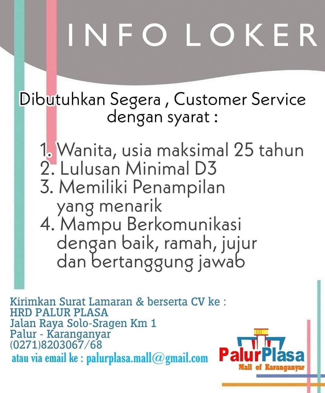 Lowongan Kerja Customer Service Palur Plasa - INFO LOKER SOLO