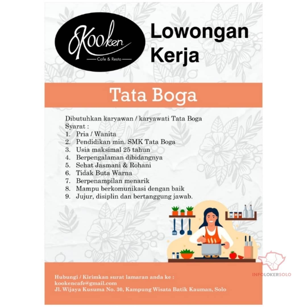 Lowongan Kerja Barista Kooken Cafe di Solo - INFO LOKER SOLO