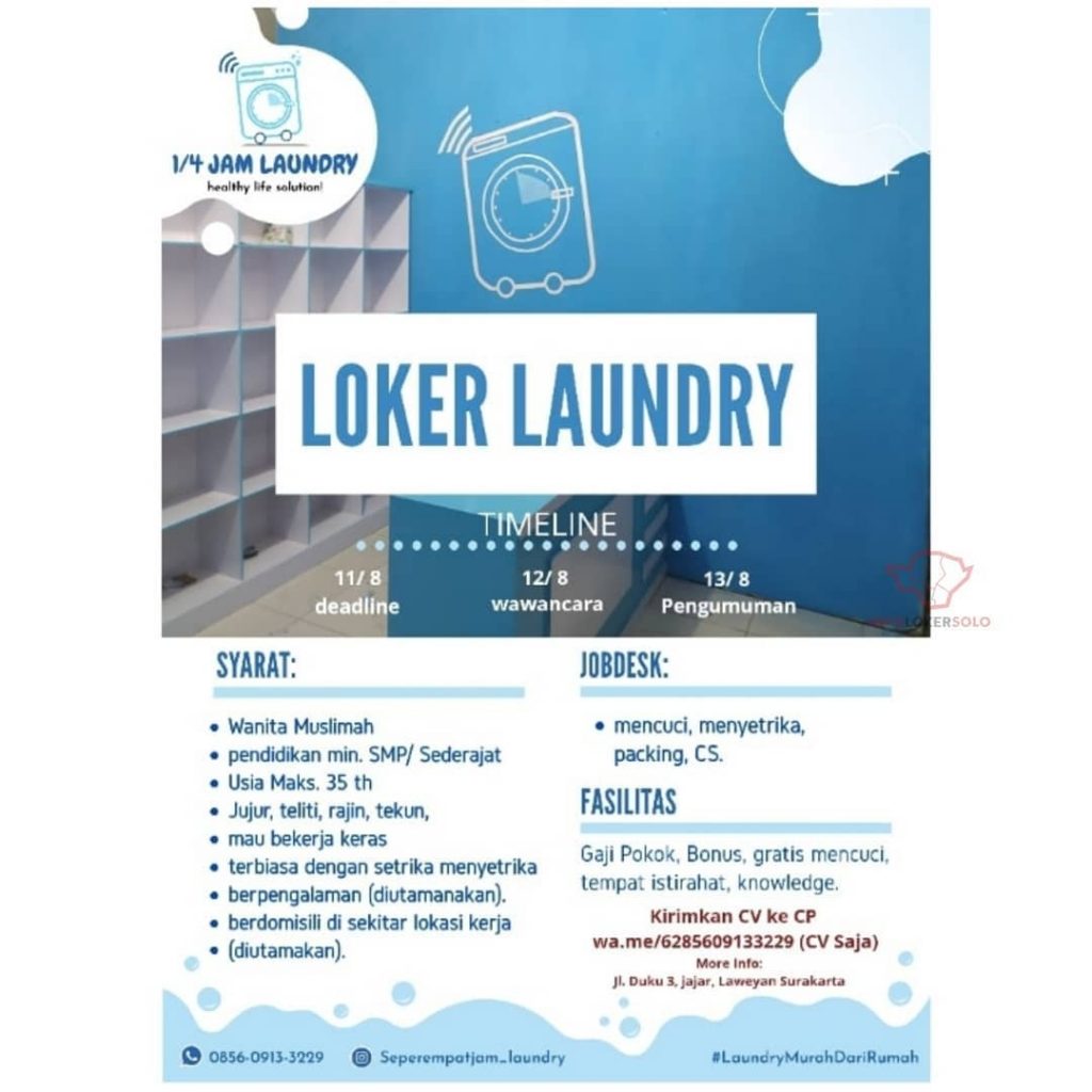 Lowongan Kerja Seperempat Laundry di Solo - INFO LOKER SOLO