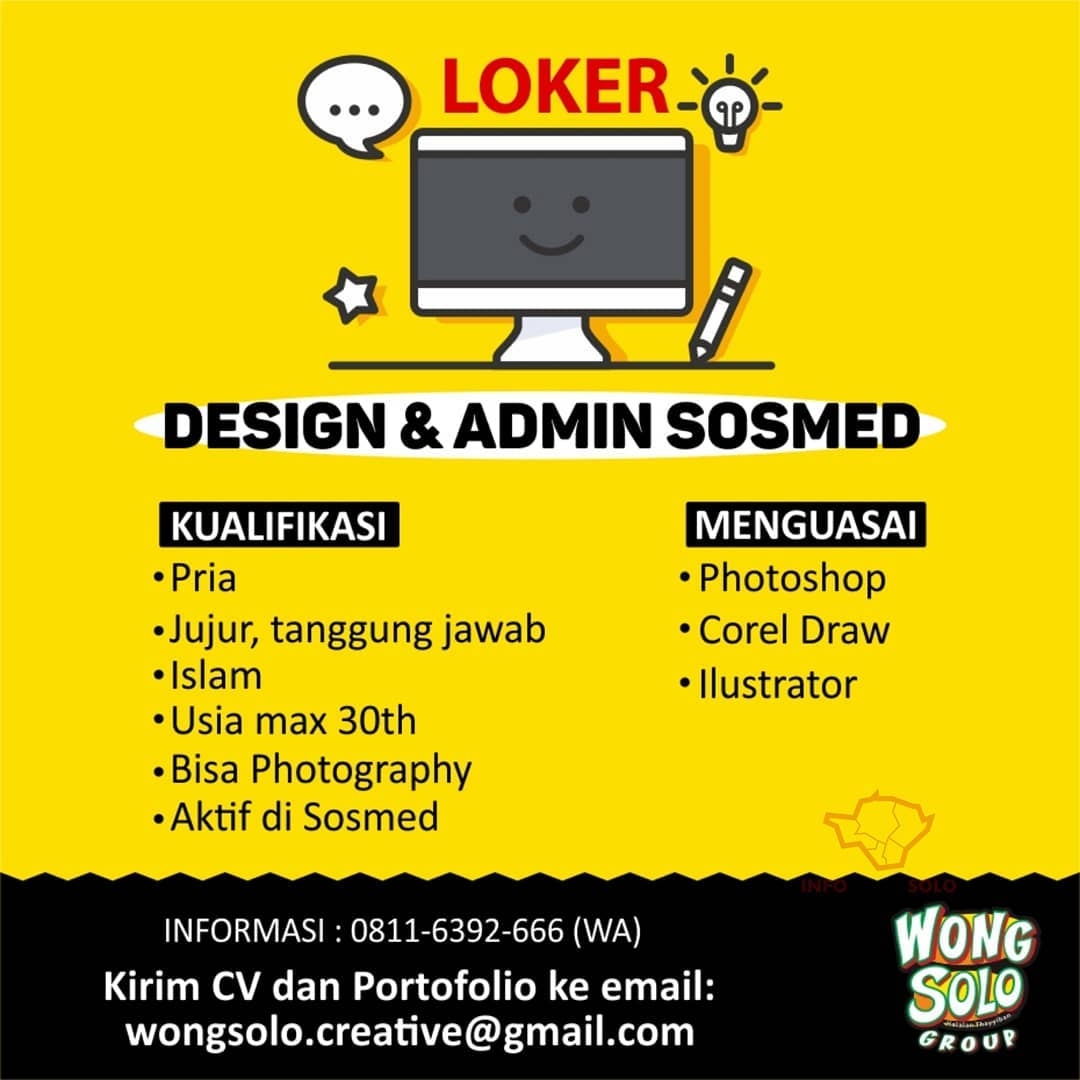 Lowongan Kerja Tim Digital Wong Solo Group - INFO LOKER SOLO