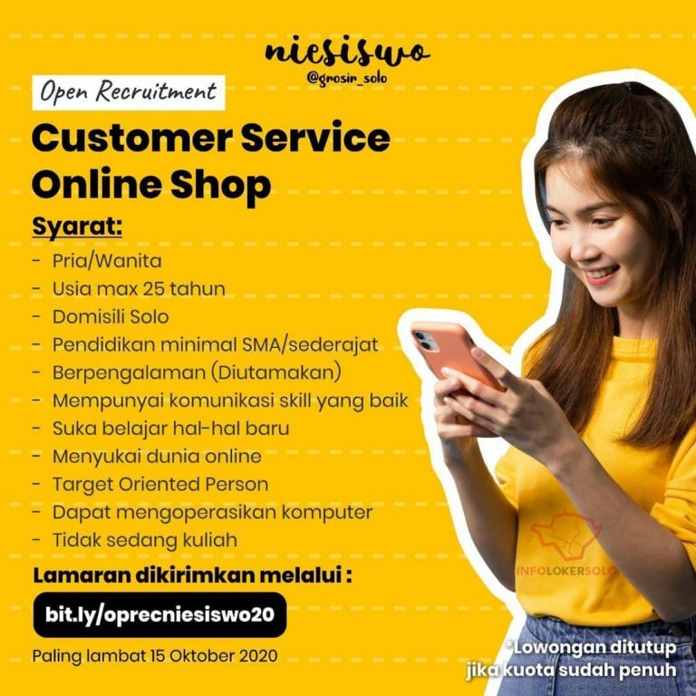 Lowongan Kerja Customer Service Online Niesiswo - INFO LOKER SOLO