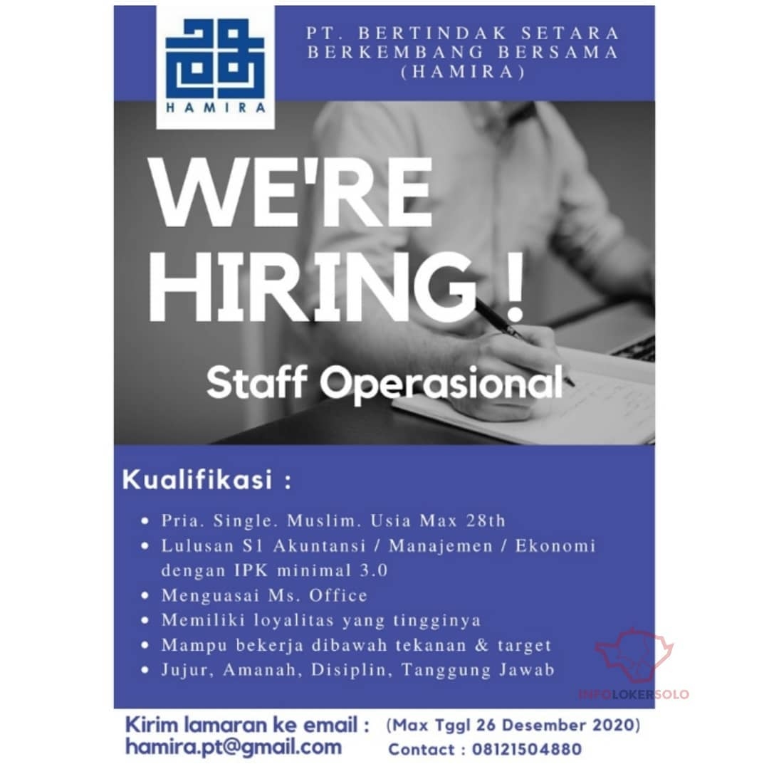 Lowongan Kerja Staff Operasional Hamira di Solo - INFO LOKER SOLO