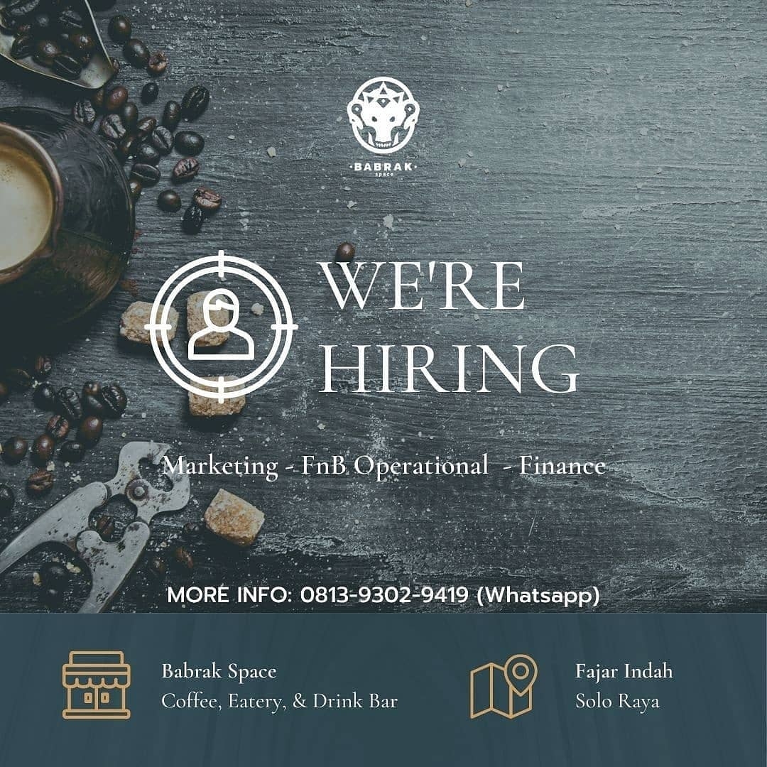 Lowongan Kerja Team Babrak Space Coffee Shop - INFO LOKER SOLO