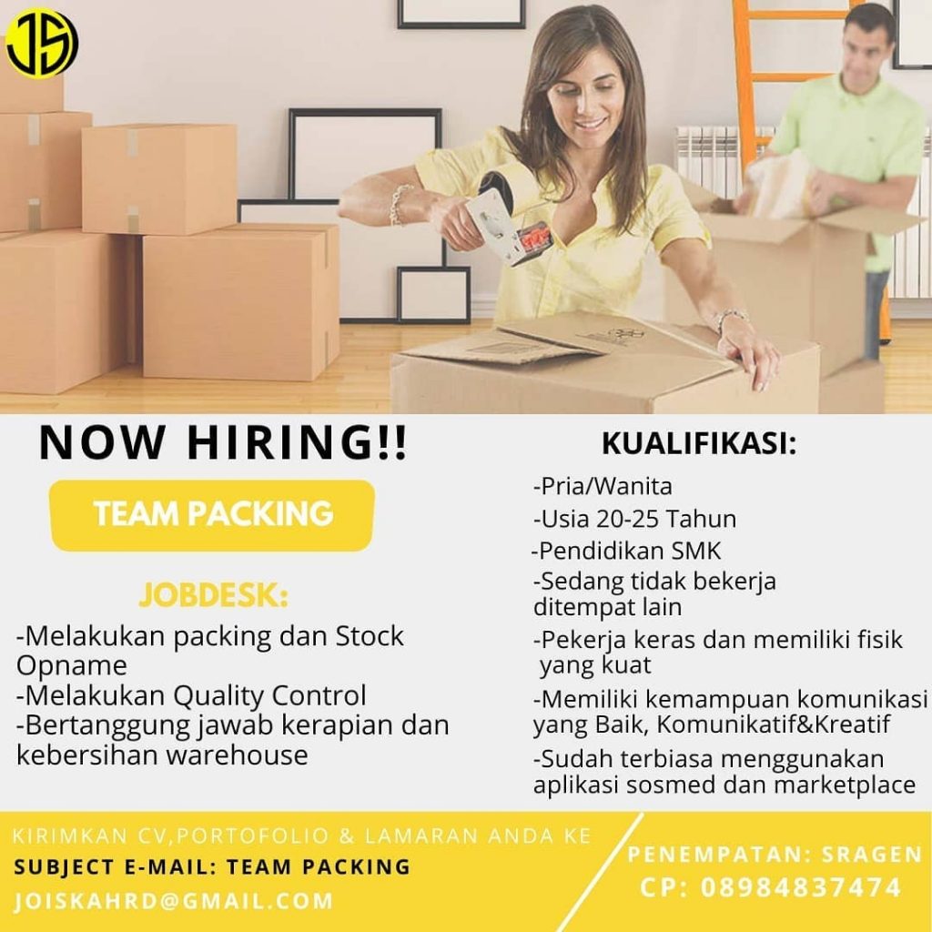 Lowongan Kerja Team Packing Joiska Solo - INFO LOKER SOLO