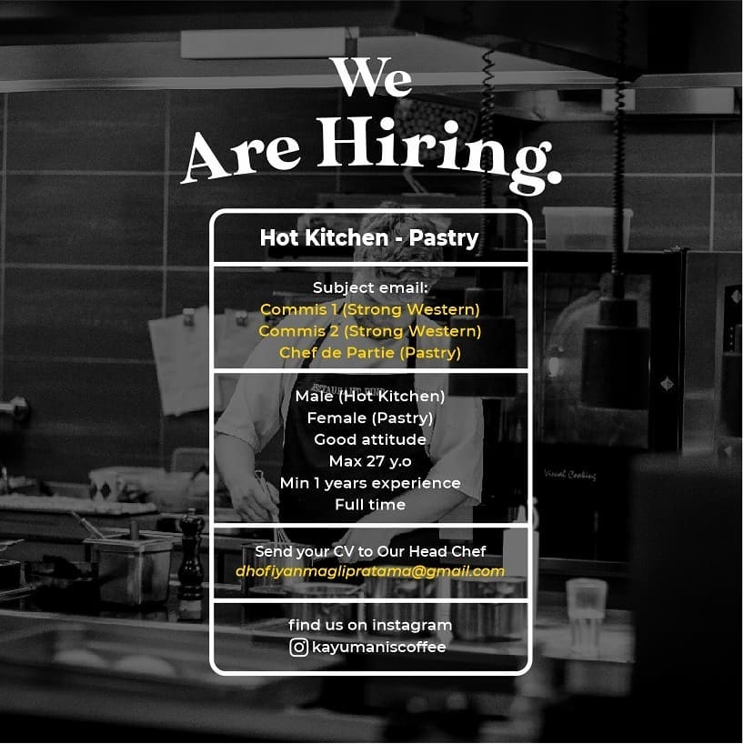 Lowongan Kerja Hot Kitchen Pastry Kayu Manis Coffee - INFO LOKER SOLO