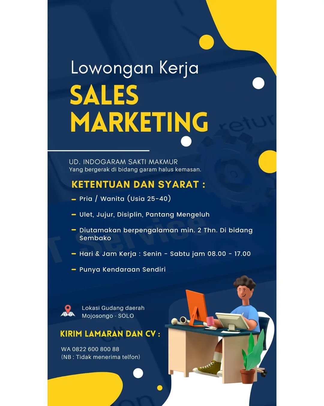 Lowongan Kerja Sales Marketing UD Indogaram Sakti Makmur di Solo - INFO ...