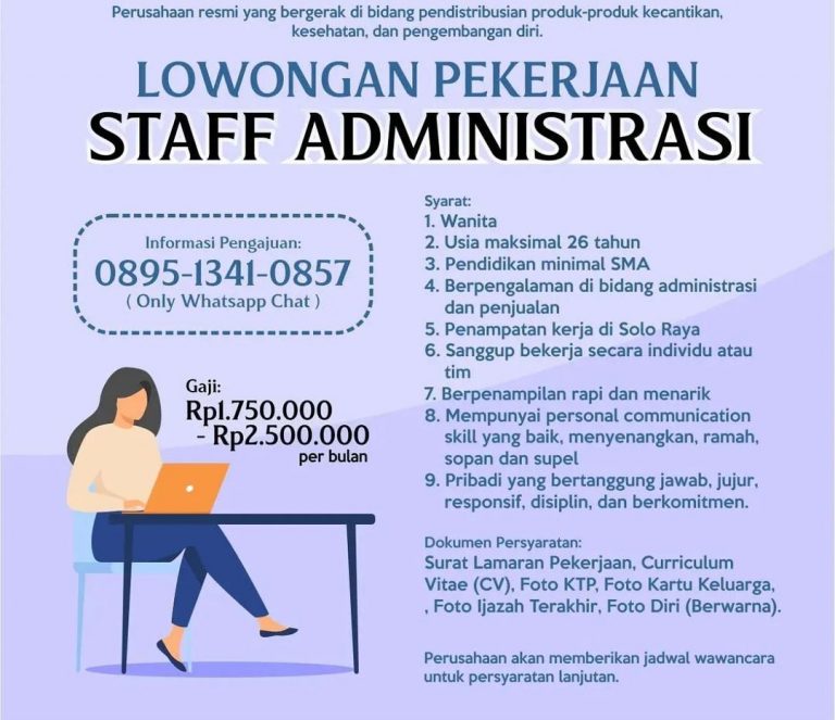 Lowongan Kerja Staff Administrasi Perusahaan Distributor Produk ...