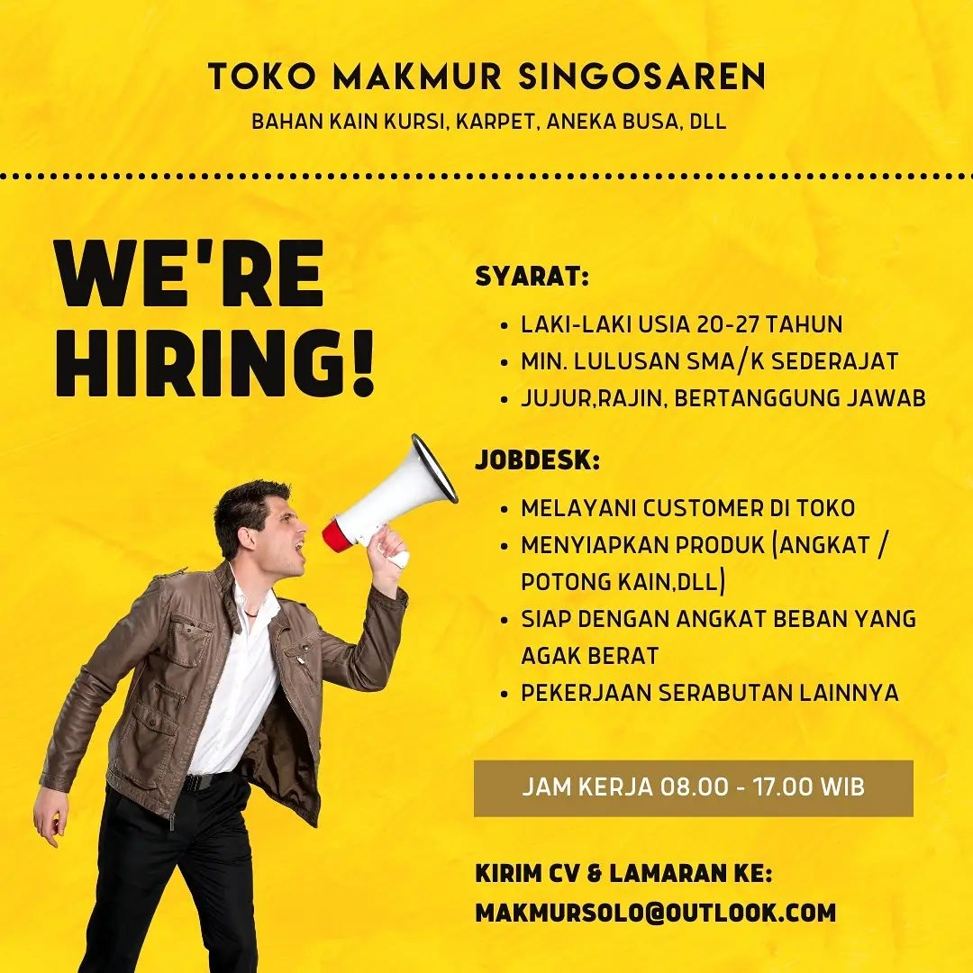 Lowongan Kerja Karyawan Toko Makmur Singosaren Kota Solo - INFO LOKER SOLO