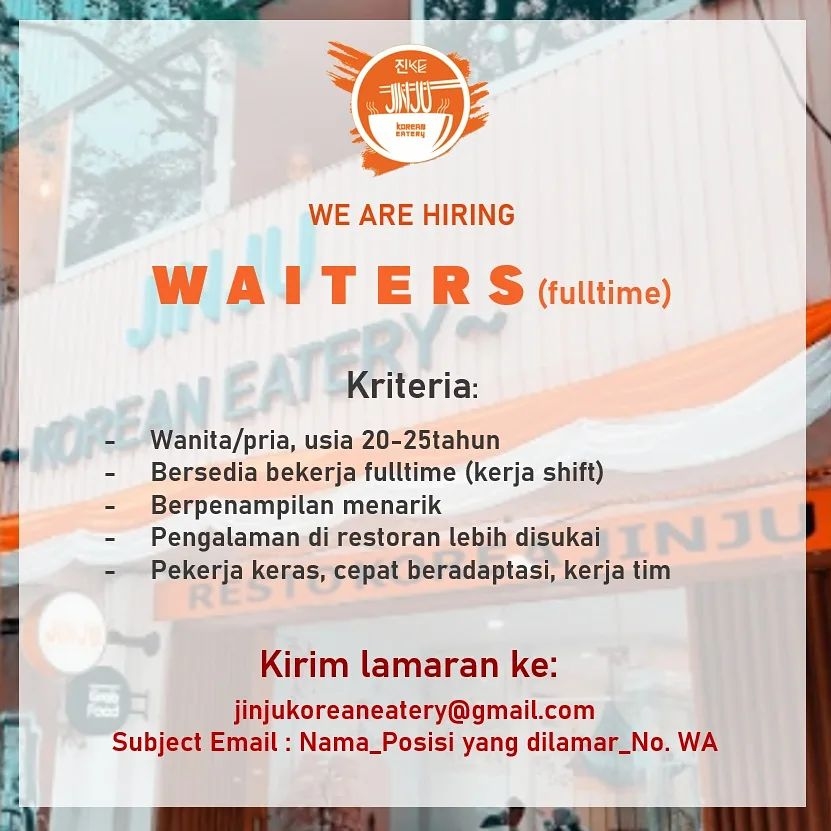 Lowongan Kerja Full Time Waiters Jinju Korean Eatery di Solo - INFO ...