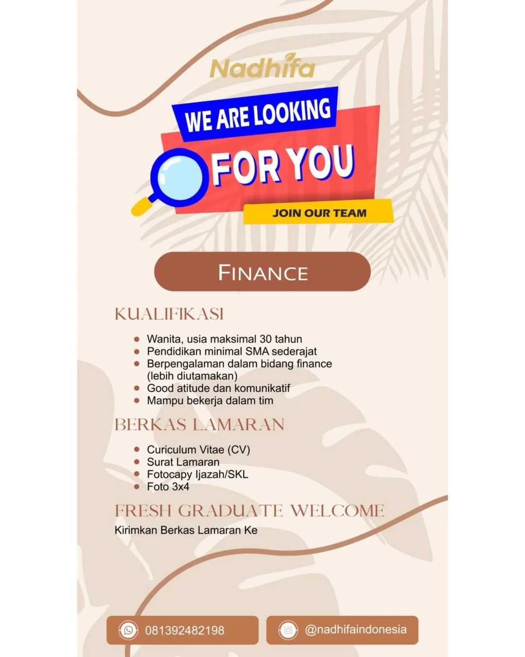 Lowongan Kerja April 2022 Finance Nadhifa di Solo - INFO LOKER SOLO
