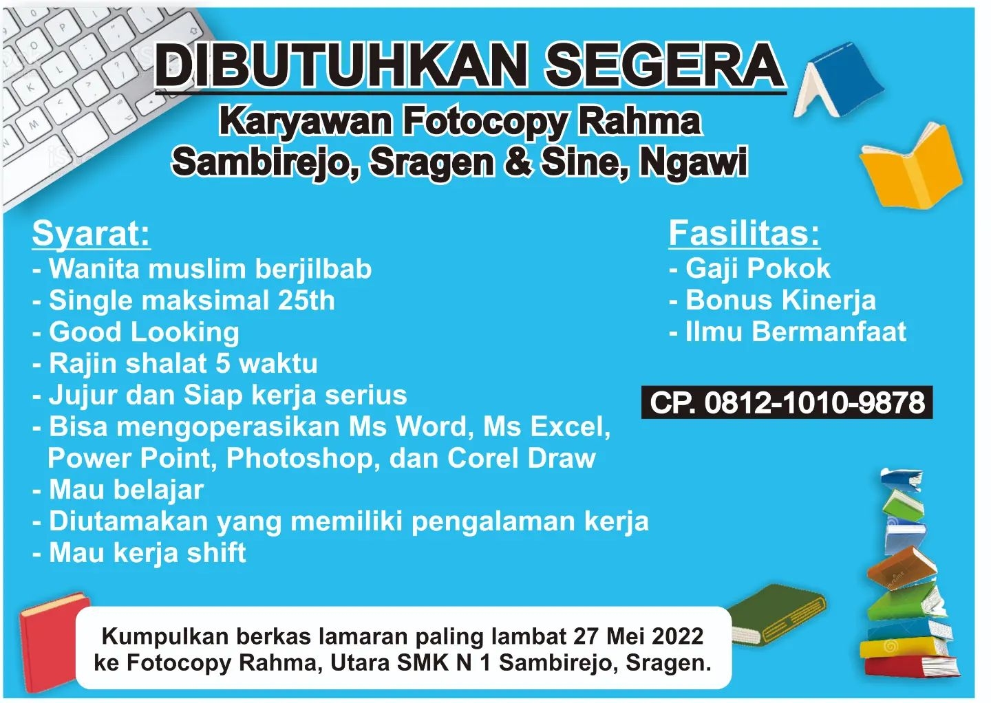 Lowongan Kerja Mei 2022 Fotocopy Rahma Sragen - INFO LOKER SOLO