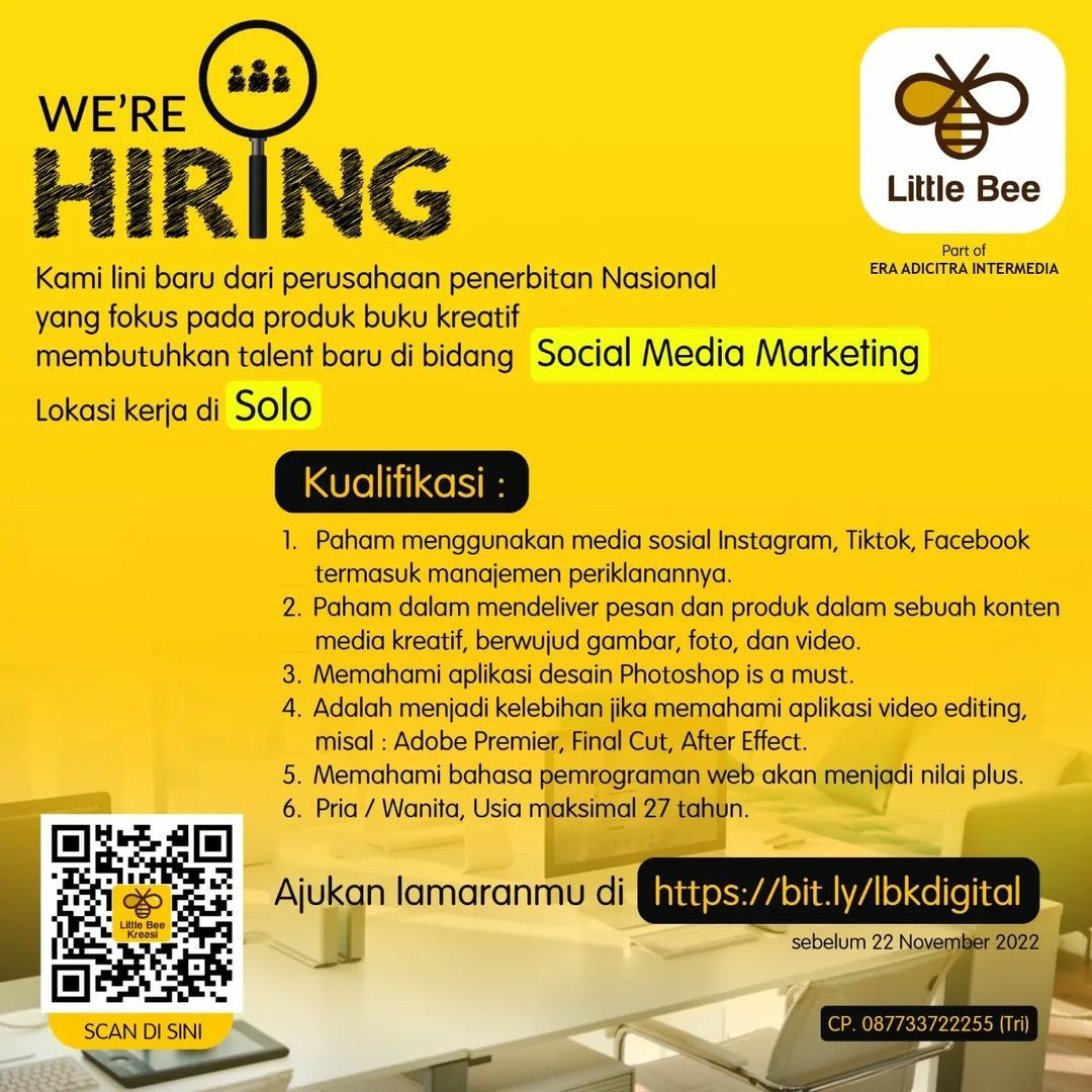 Lowongan Kerja November 2022 Social Media Marketing Little Bee di Solo ...