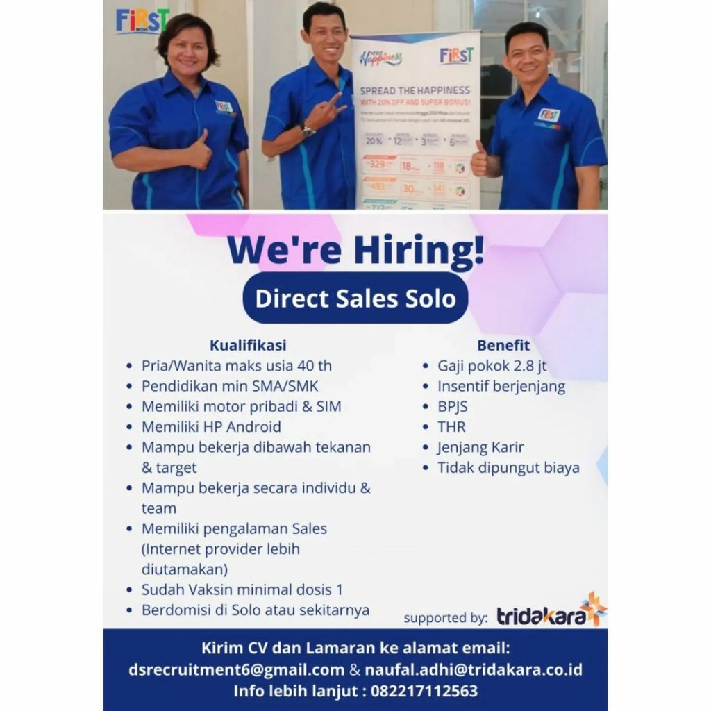 Lowongan Kerja Januari 2023 Team First Media di Solo - INFO LOKER SOLO