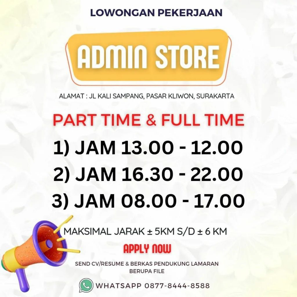 Lowongan Kerja Februari 2023 Admin Store di Pasar Kliwon Solo - INFO ...