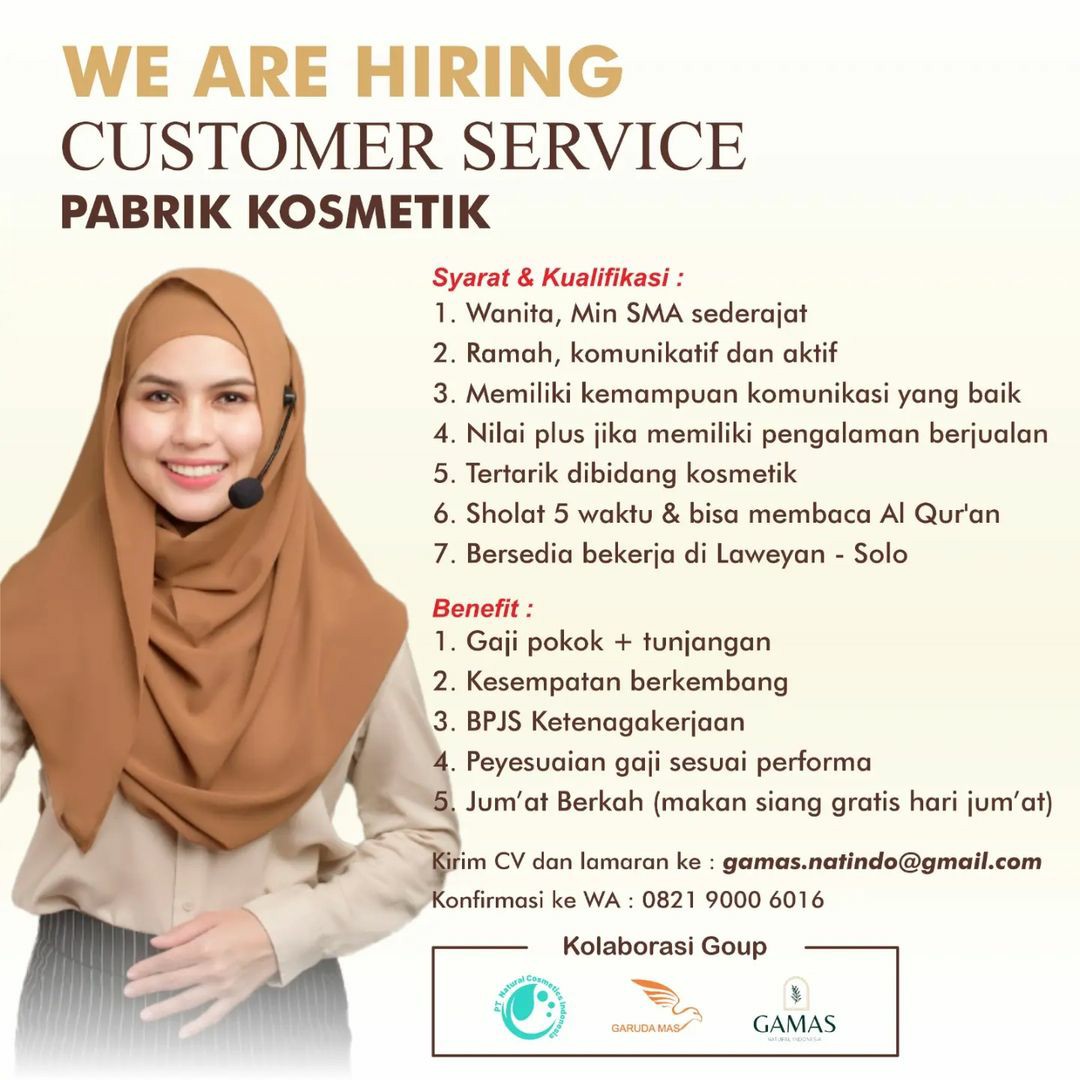 Lowongan Kerja Februari 2023 Customer Service PT Gamas Natural ...