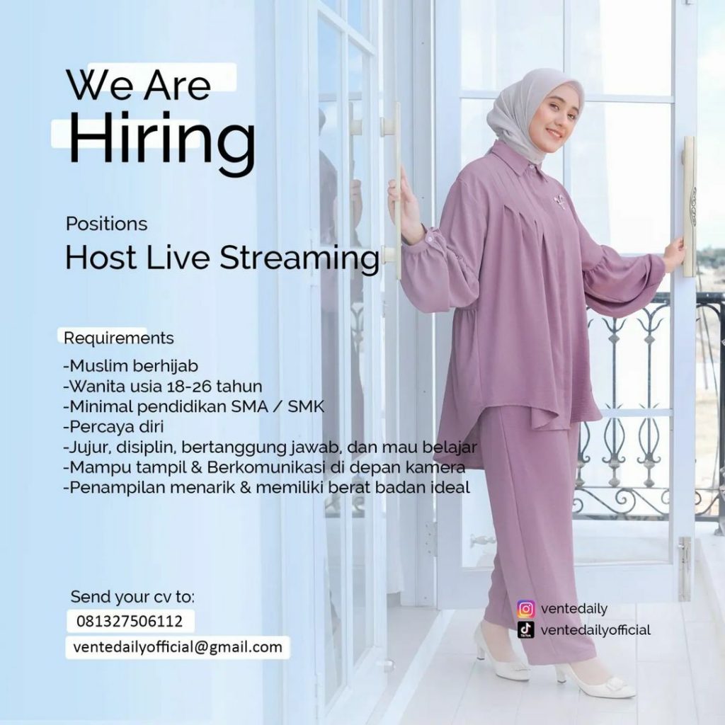 Lowongan Kerja Februari 2023 Host Live Streaming Vente Daily di Solo ...