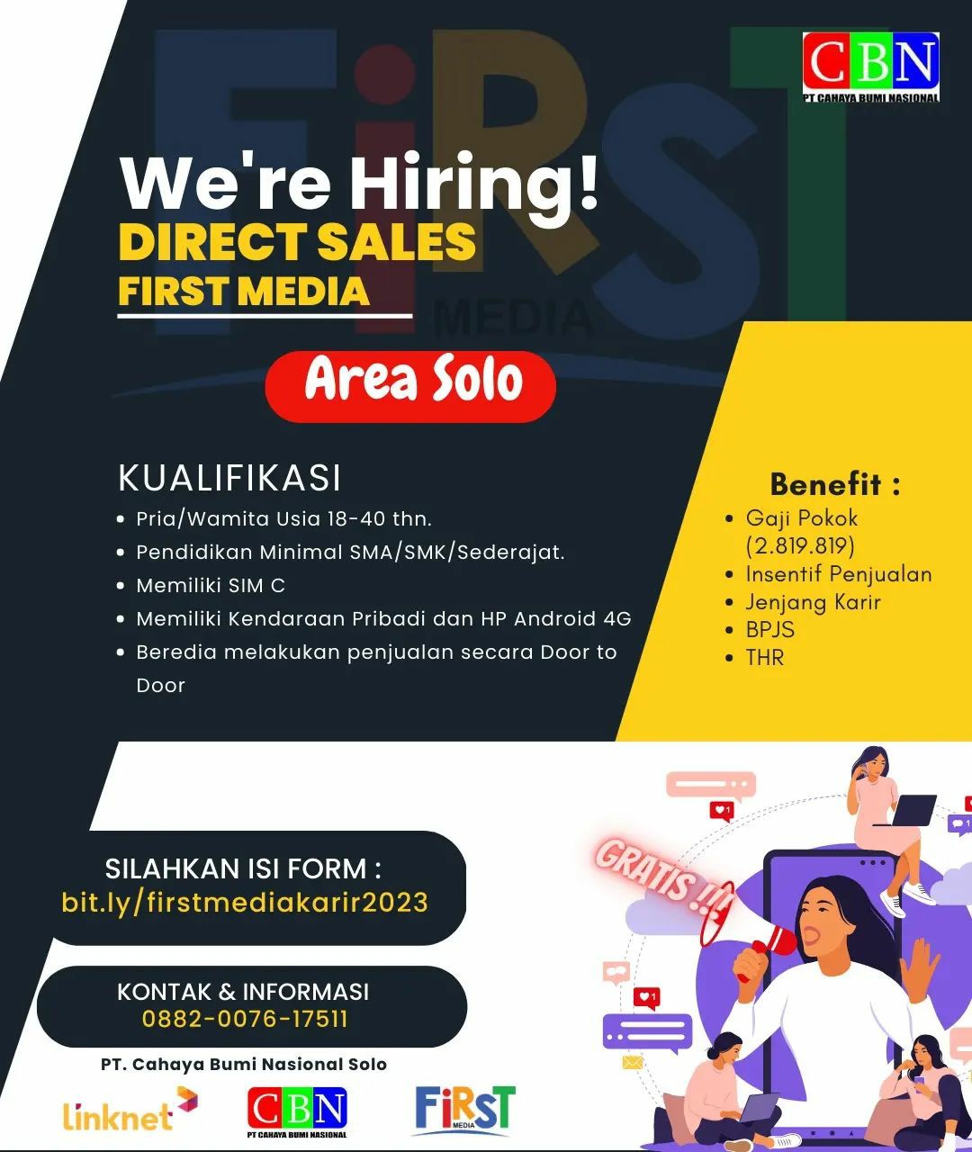 Lowongan Kerja April 2023 Direct Sales First Media di Solo - INFO LOKER ...