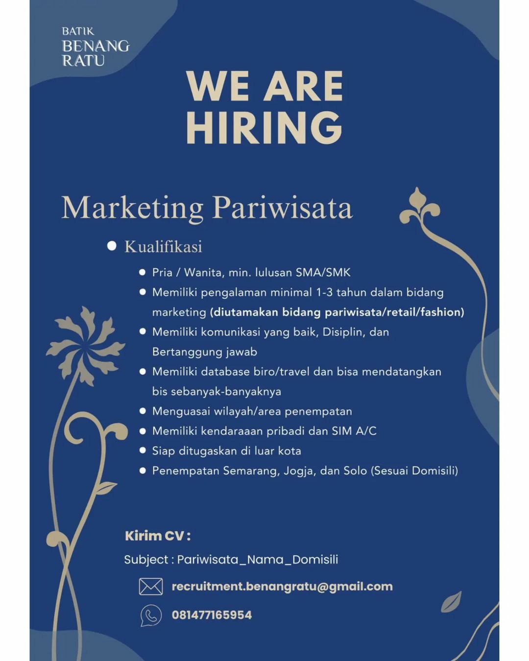 Lowongan Kerja Juni 2023 Team Batik Benang Ratu di Solo - INFO LOKER SOLO