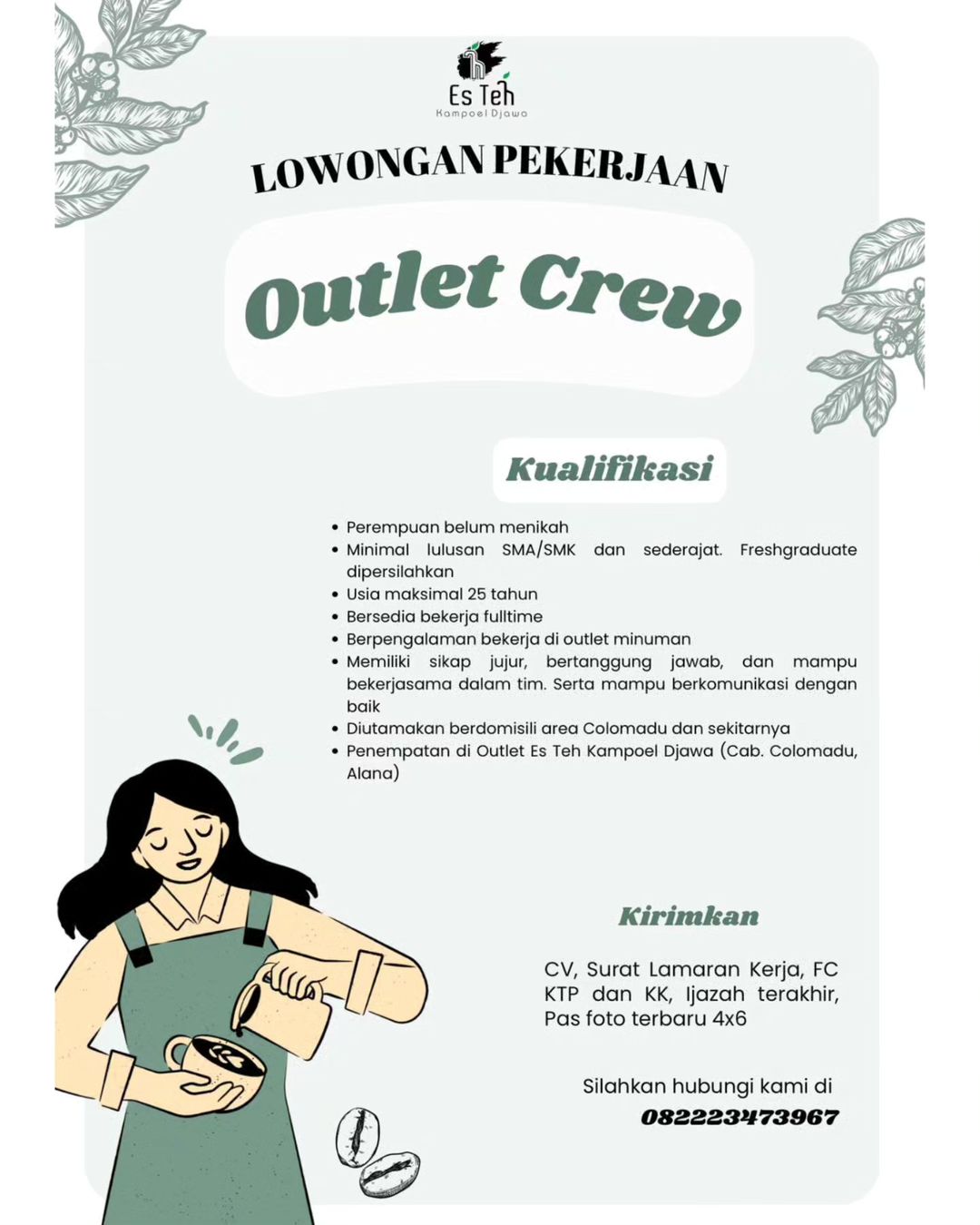 Lowongan Kerja November 2023 Outlet Crew Es Teh Kampoel Djawa di Solo ...
