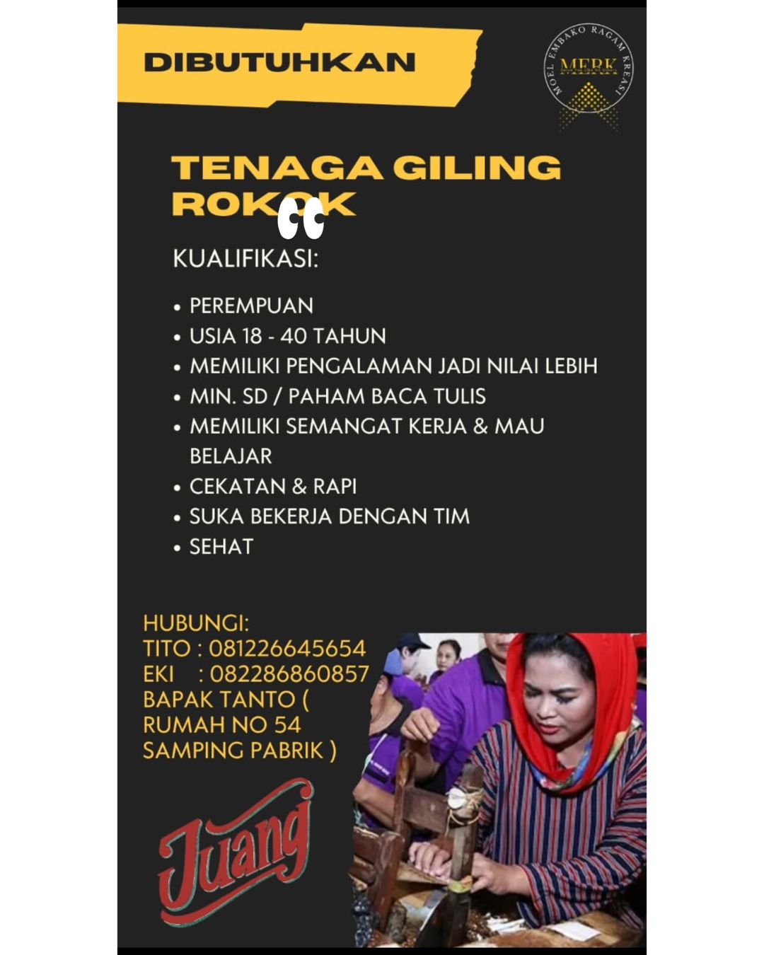 Lowongan Kerja Juli 2024 Tenaga Giling Pabrik Rokok di Solo - INFO ...