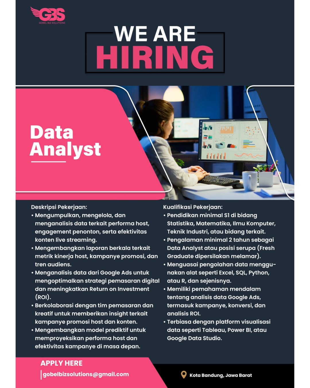 Lowongan Kerja Januari 2025 Data Analyst PT Gobel Biz Solution di Solo ...