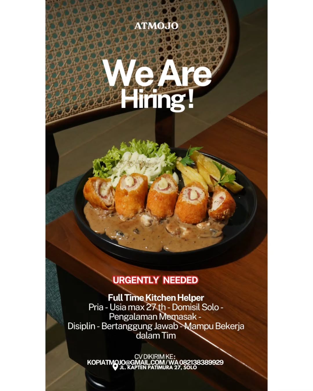 Lowongan Kerja Januari 2026 Kitchen Helper Atmojo di Solo - INFO LOKER SOLO